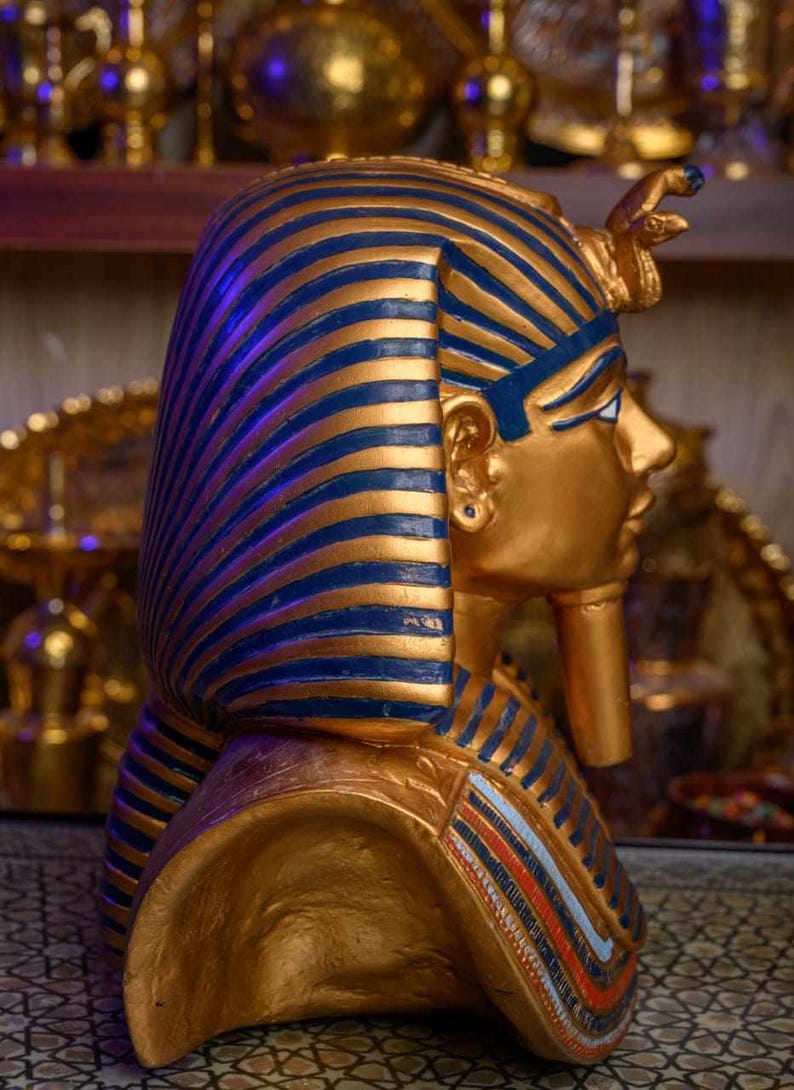King Tutankhamun Egyptian Pharaoh Bust – Ancient Egypt Decor ...