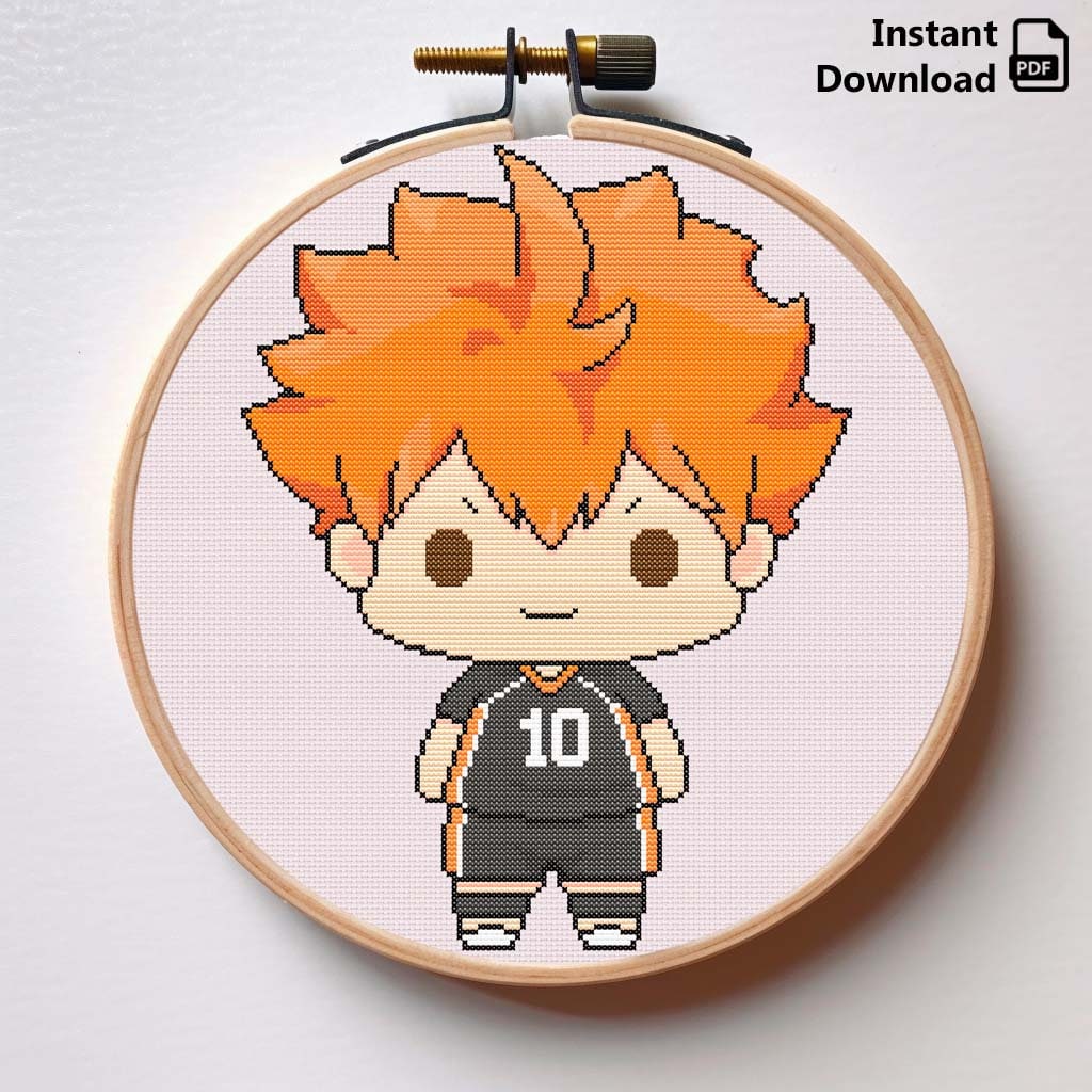 Volleyball Anime Cross Stitch Pattern Chibi Styled Character Instant ...