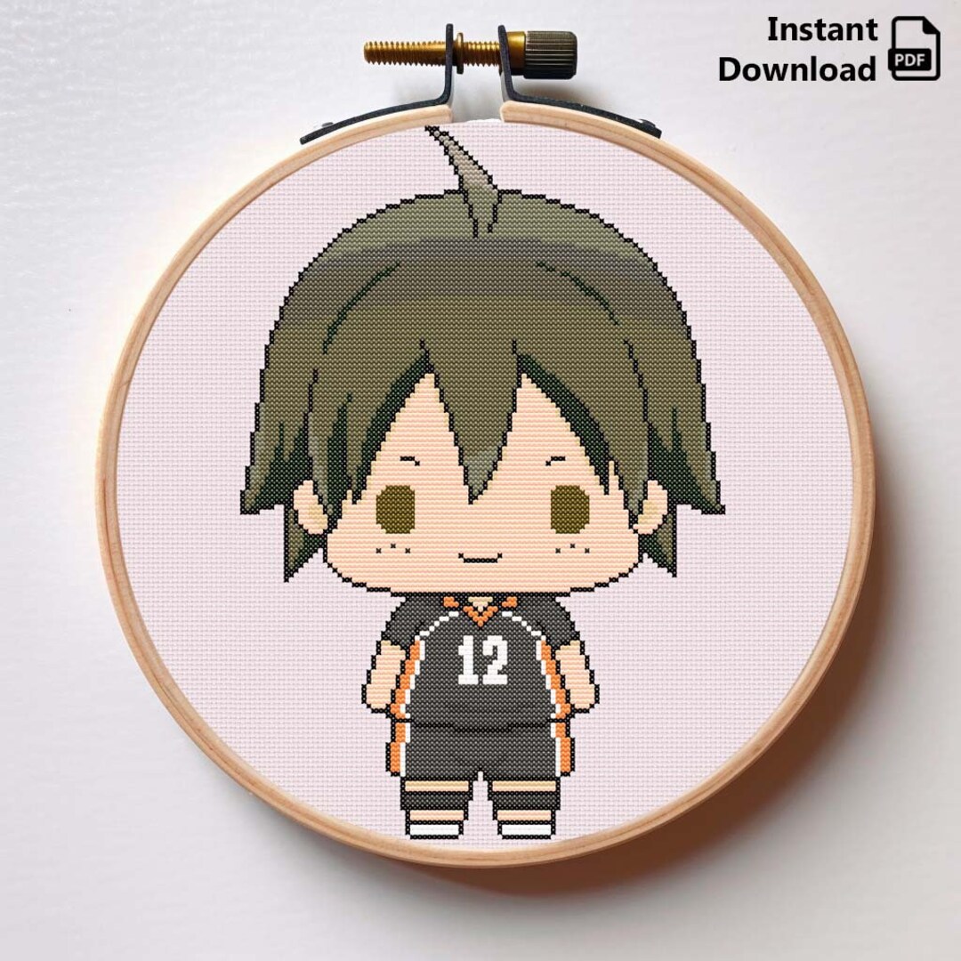 Volleyball Anime Cross Stitch Pattern Chibi Styled Character Instant ...