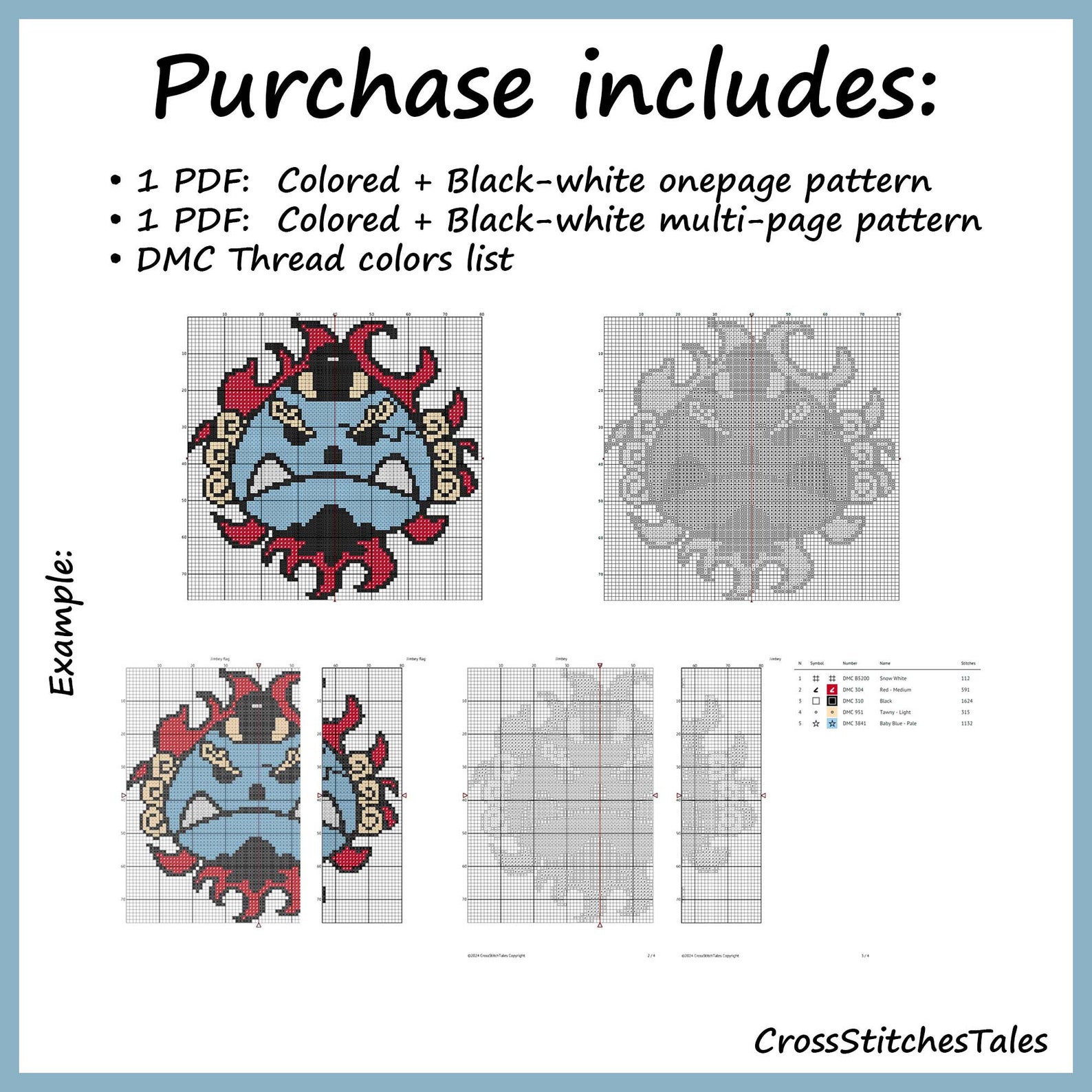 Anime Cross Stitch Pattern of Pirates Strawhat Instant Download PDF - Etsy