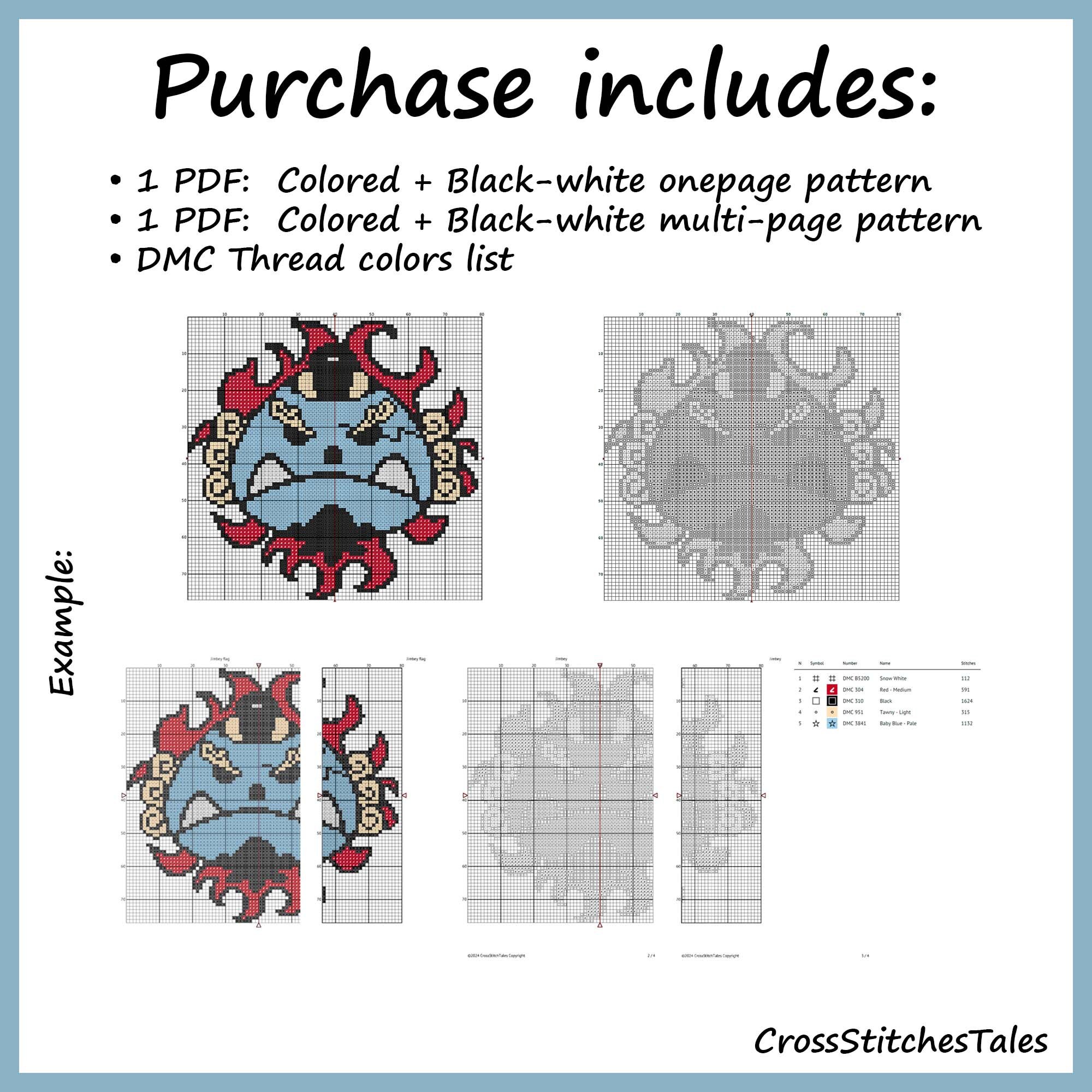 Anime Cross Stitch Pattern of Pirates Strawhat Instant Download PDF - Etsy