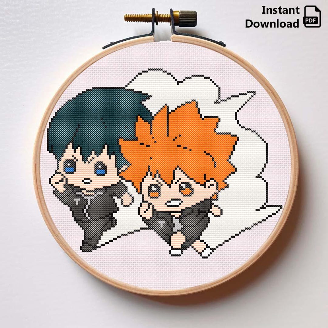 Volleyball Anime Cross Stitch Pattern Chibi Styled Character Hinata ...