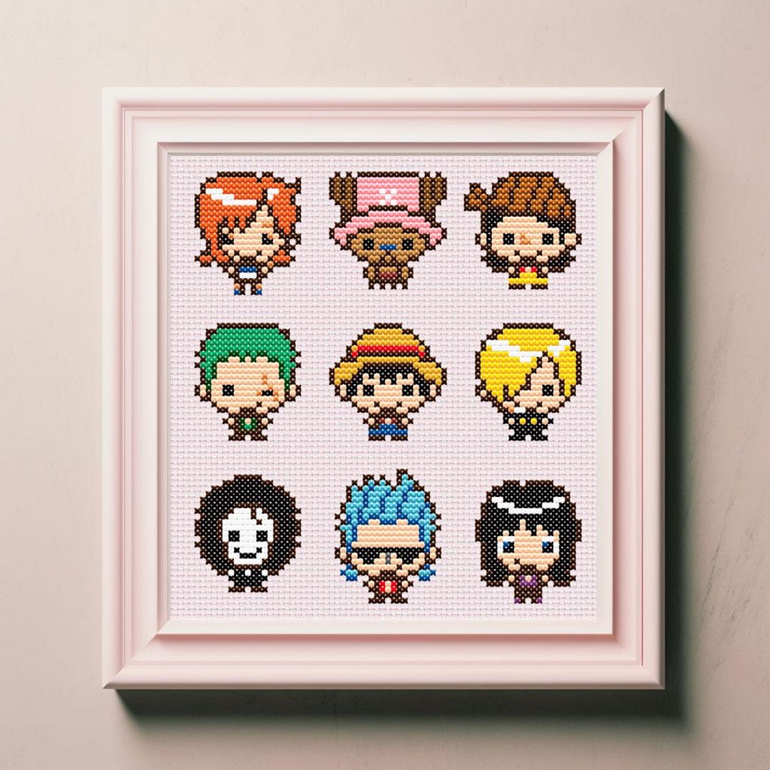 Anime Cross Stitch Pattern - Pixel Art Pirate Crew Cross Stitch Pattern ...