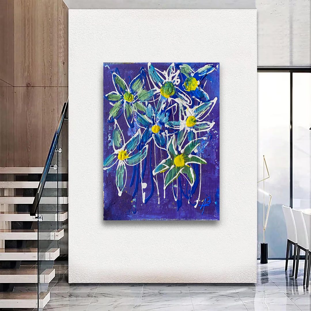 Abstract Flower Acrylic Painting "abstract My Garden 5" Original Hand ...