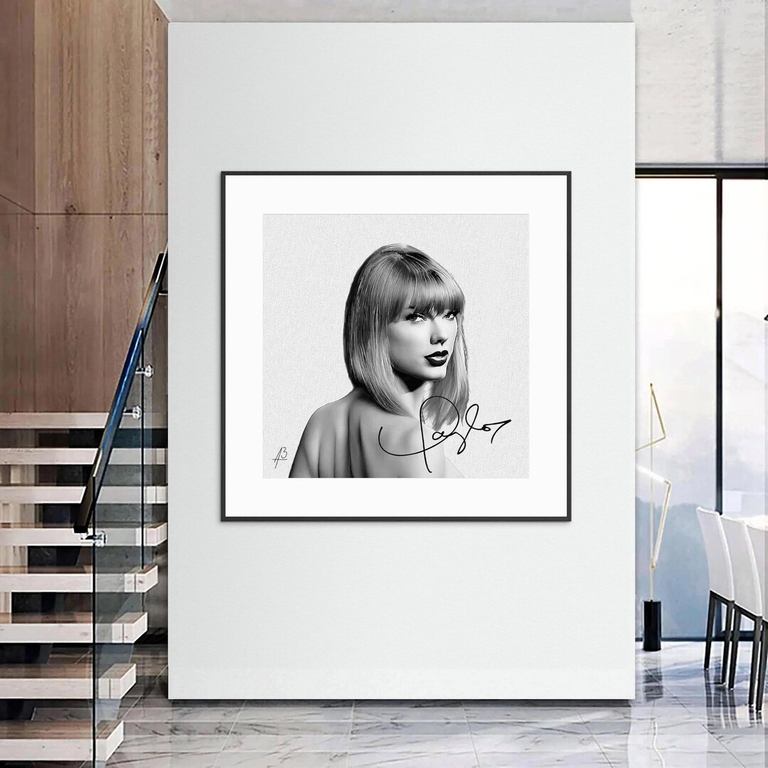 Taylor Swift Portrait With Signature - Pop Star Poster 100x100 Cm in ...