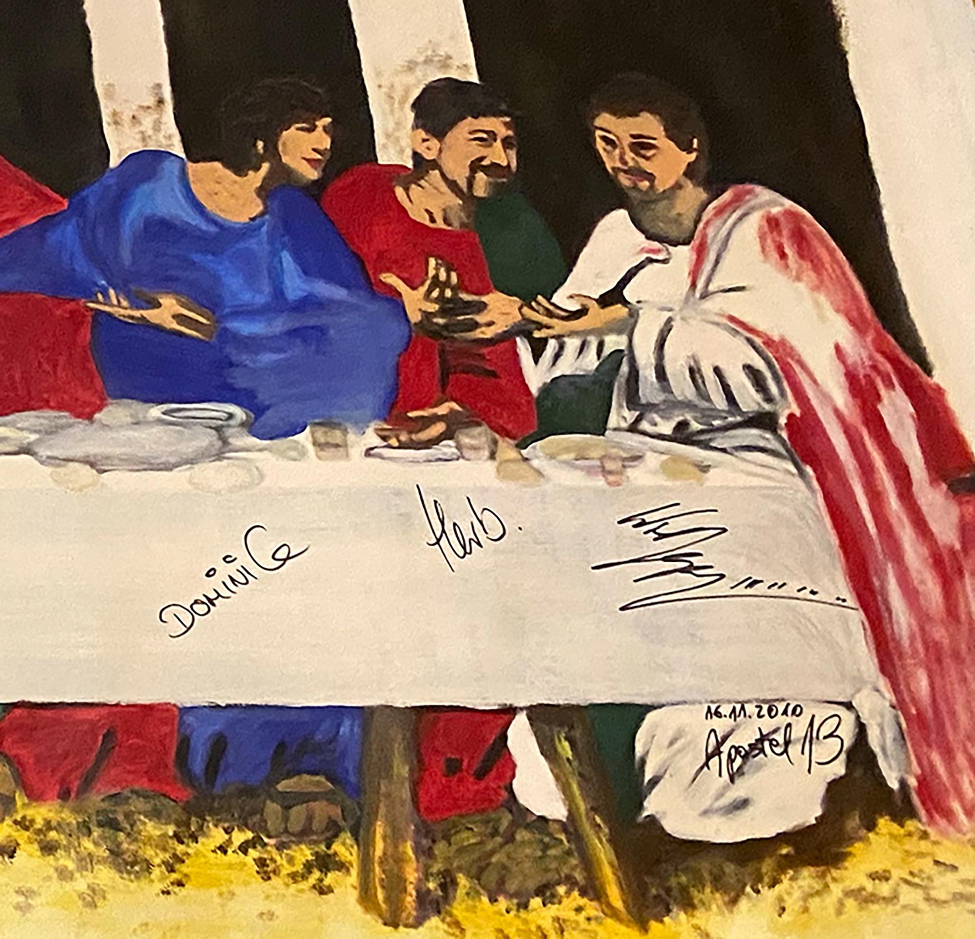 Last Supper Painting, TV Total Artwork, Satirical Wall Art, Pop Culture ...