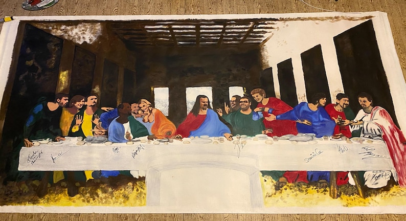 Last Supper Painting, TV Total Artwork, Satirical Wall Art, Pop Culture ...
