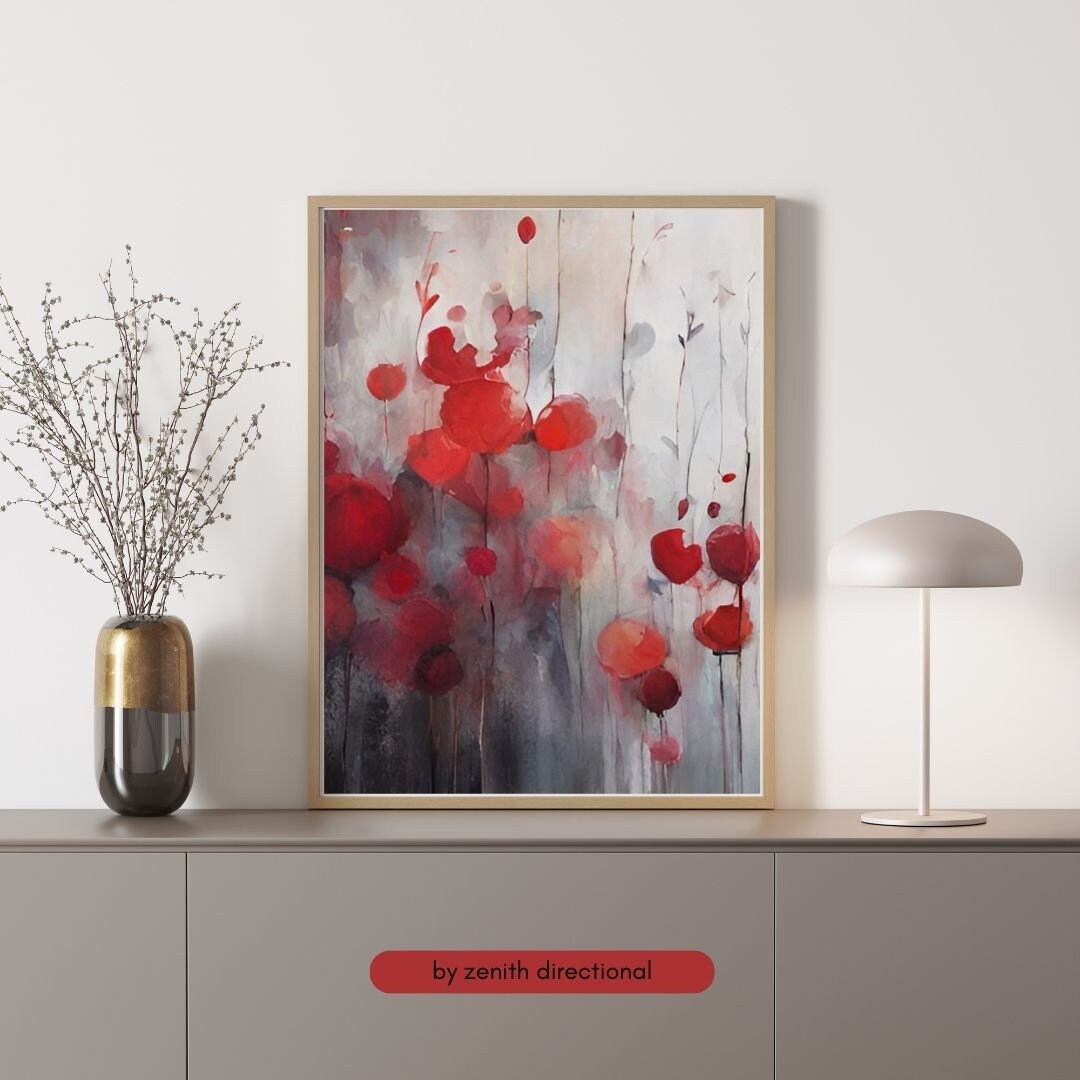 Gorgeous Red Floral Abstract Canvas Print Beautiful Sophisticated ...