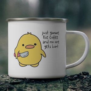 Angry Duck Mug Duck With Knife Funny Enamel Mug Cute Duck Mug Angry ...