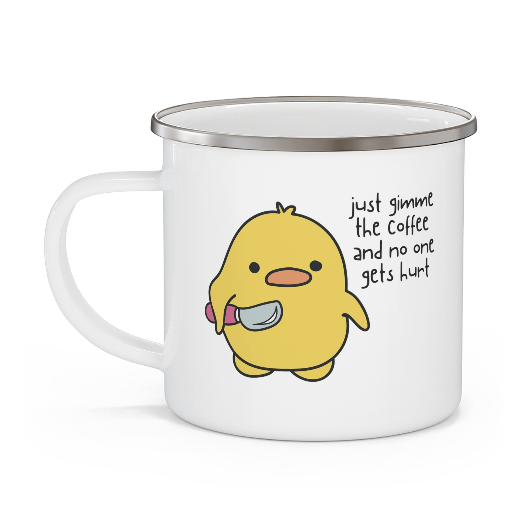 Angry Duck Mug Duck With Knife Funny Enamel Mug Cute Duck Mug Angry ...