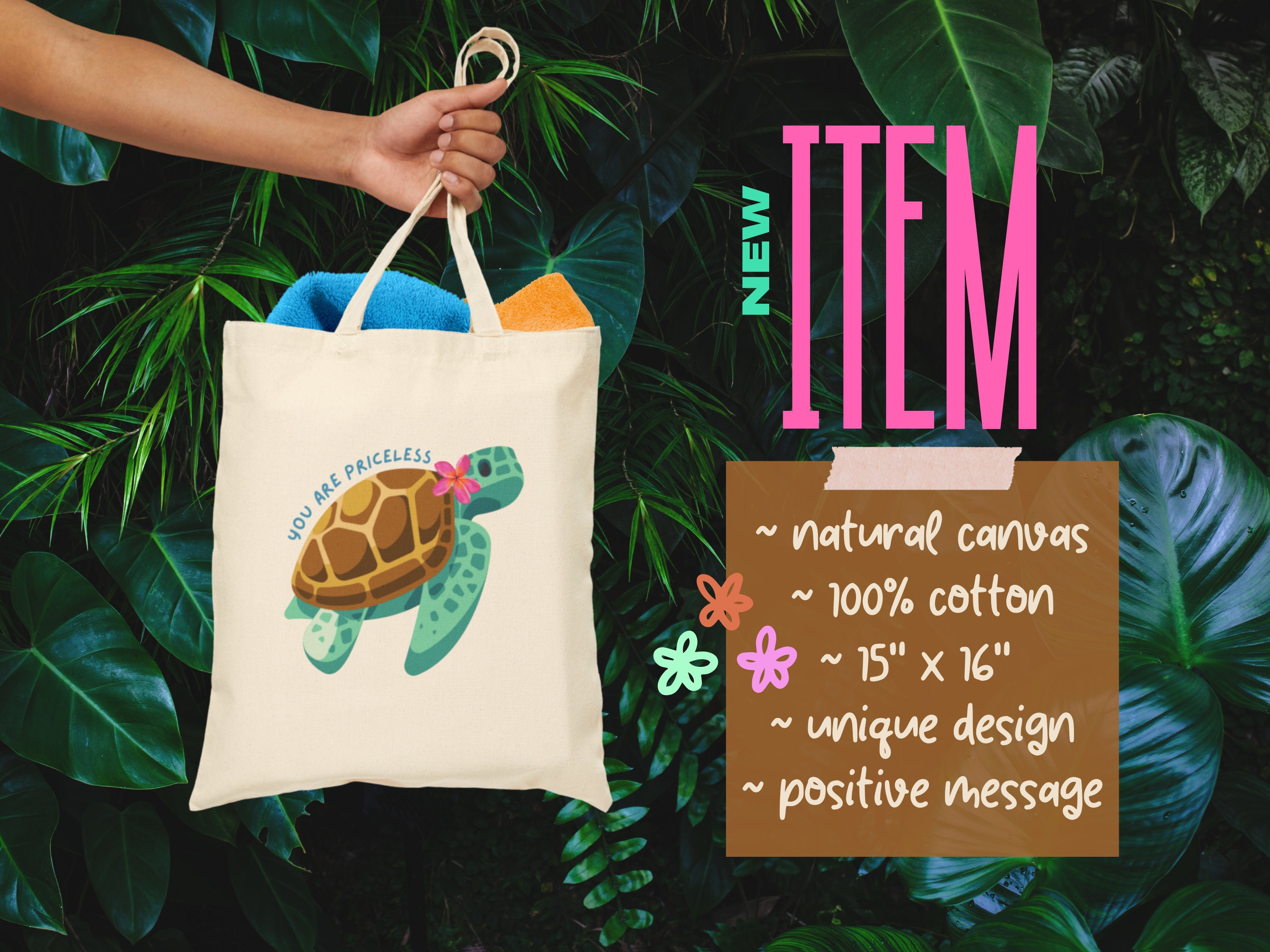 Sea Turtle Tote Bag Cute Sea Turtle Canvas Beach Bag Laptop Bag for ...