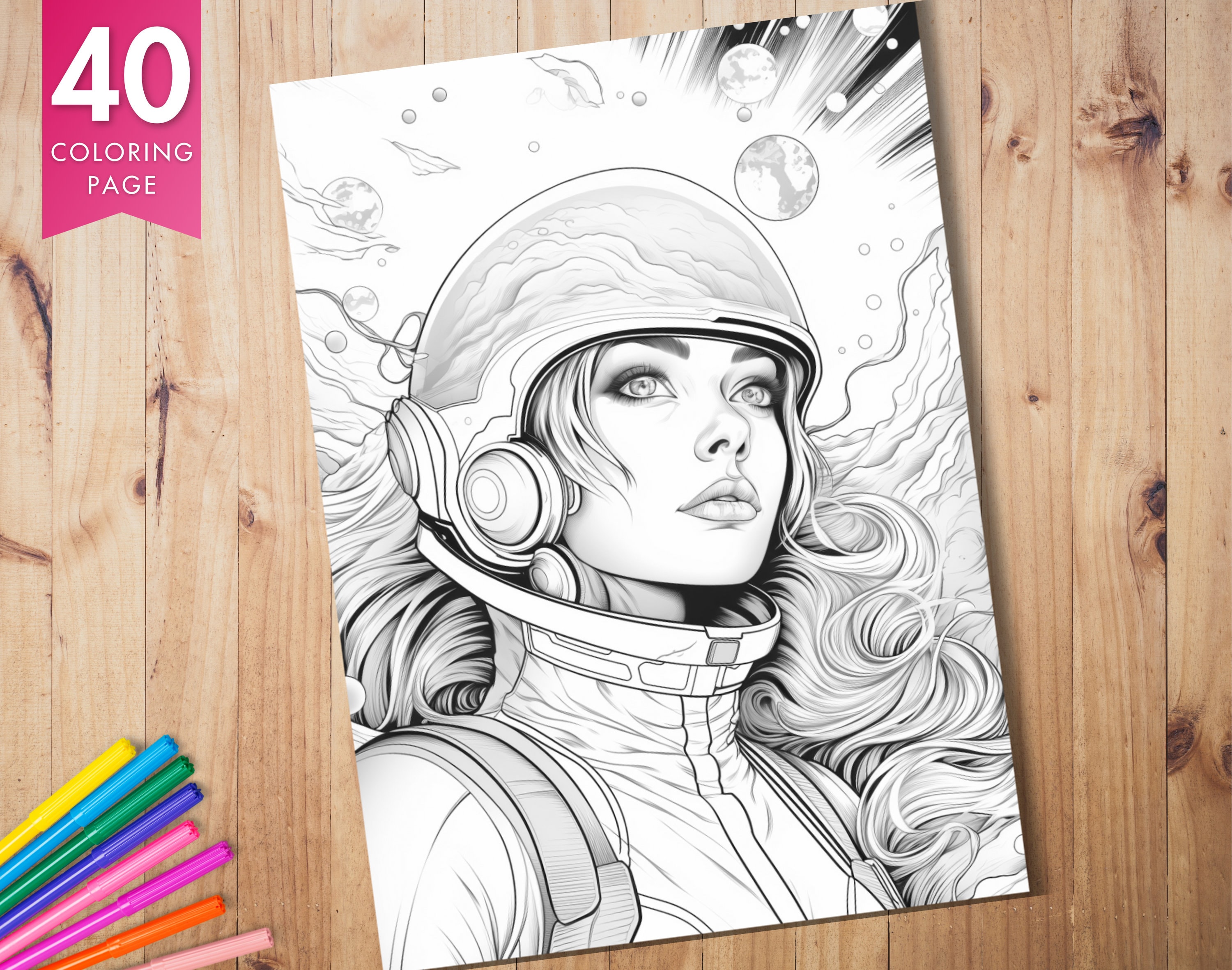 40 Galaxy Queen: Sci-fi Coloring Book Coloring Pages for - Etsy