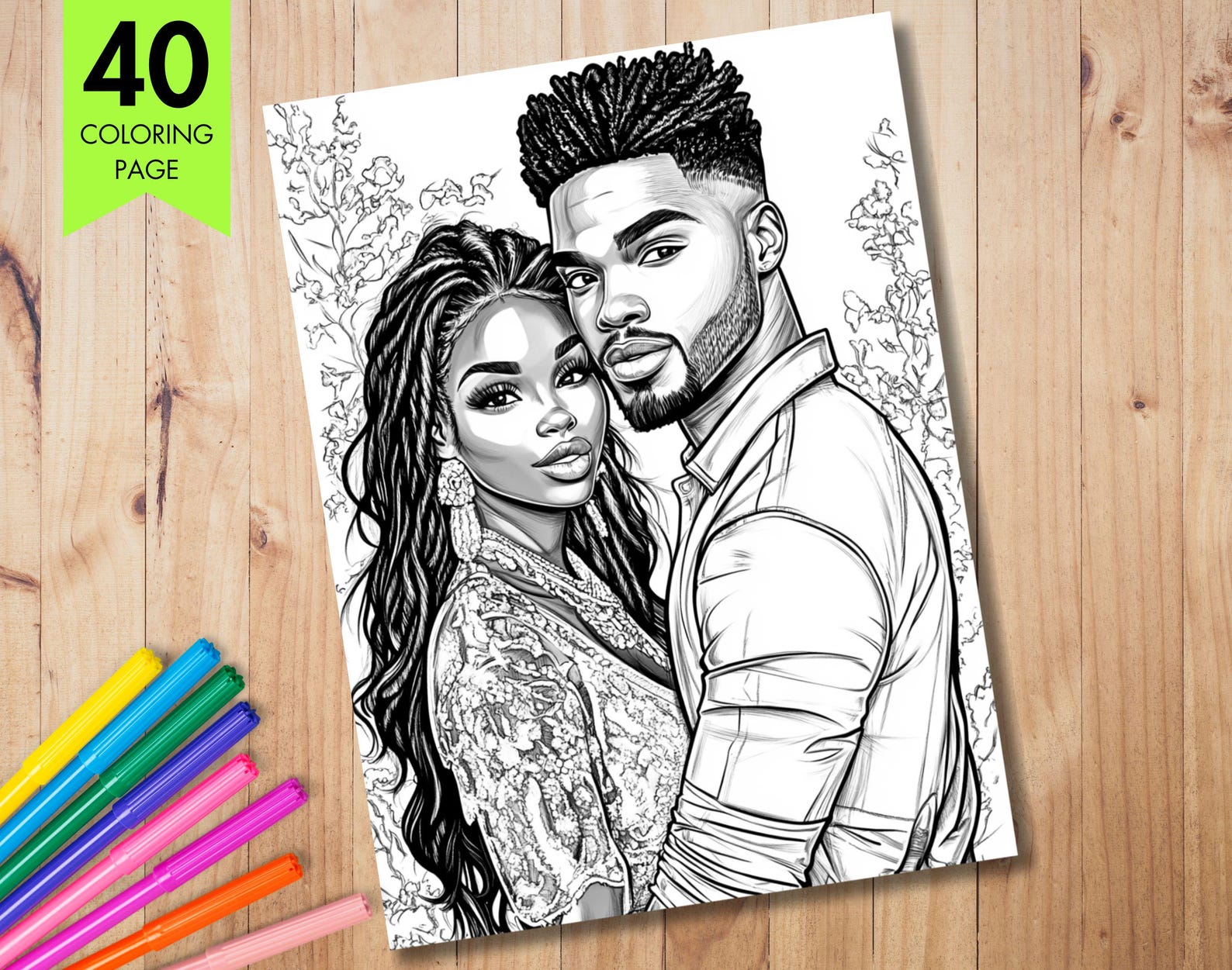 Black Love Couple Coloring Book | 40 Romantic Pages (PDF) - Etsy