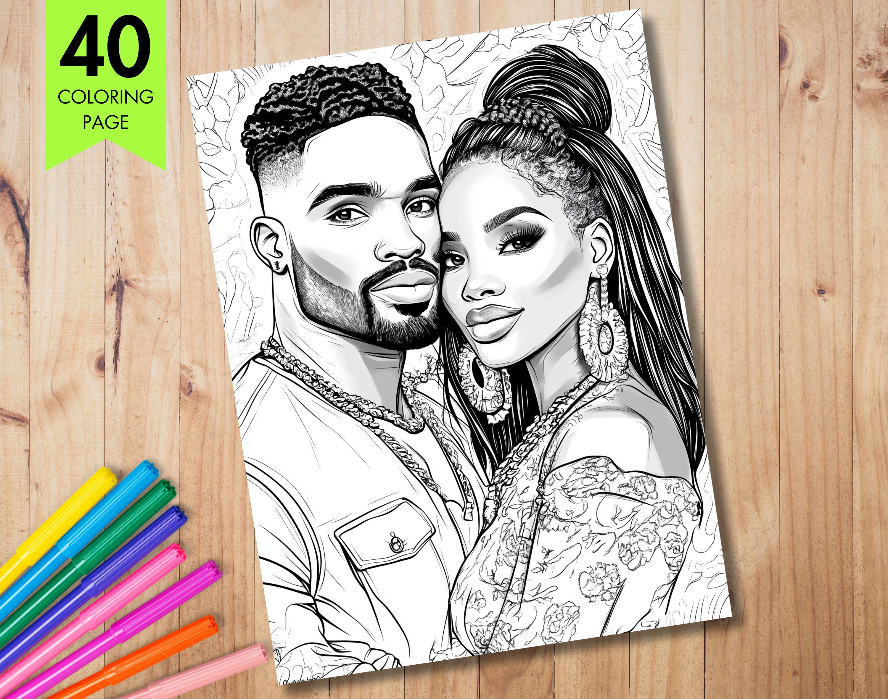 Black Love Couple Coloring Book | 40 Romantic Pages (PDF) - Etsy