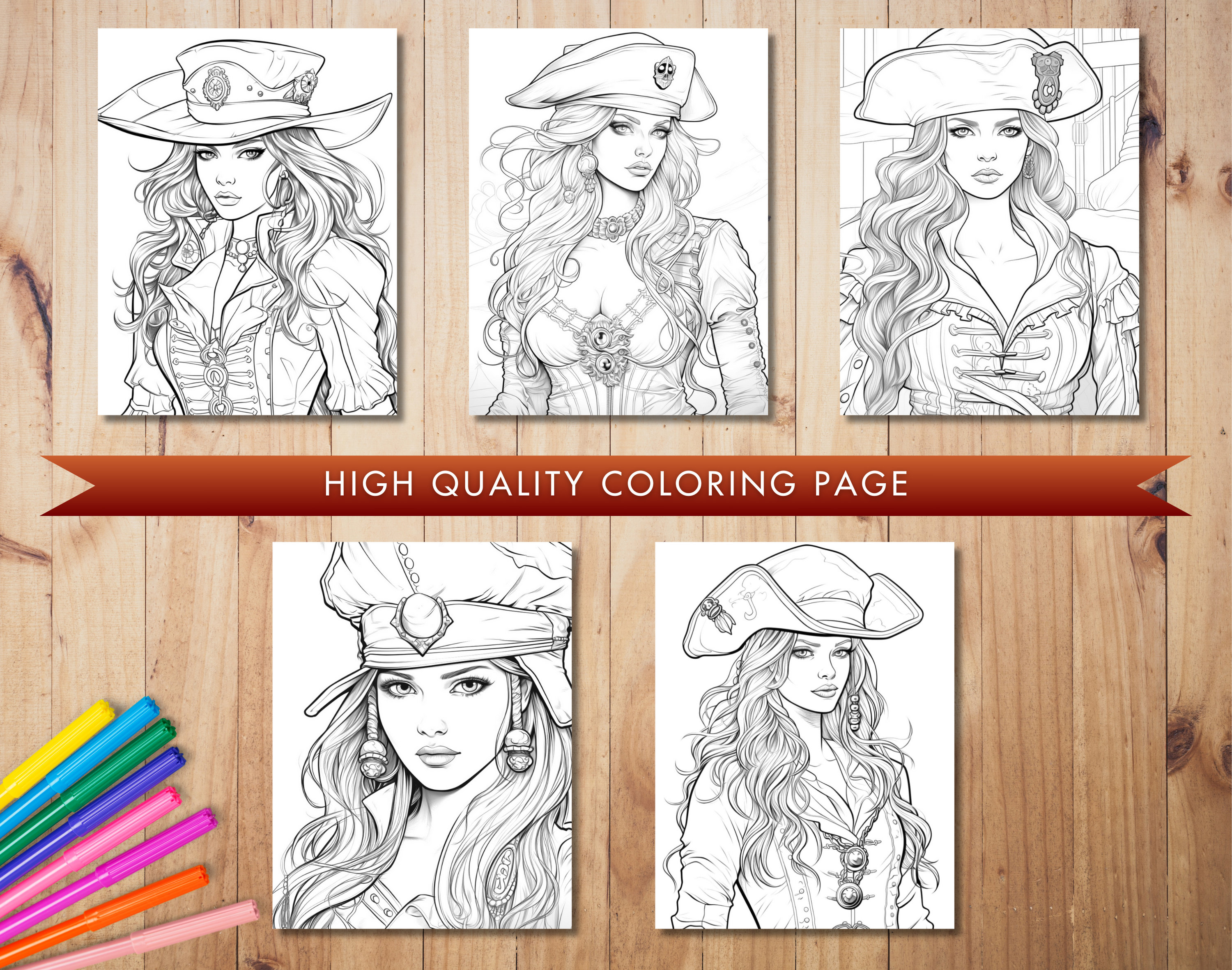 30 Pirate Women Coloring Pages for Adults and for Kids Coloring Pages ...