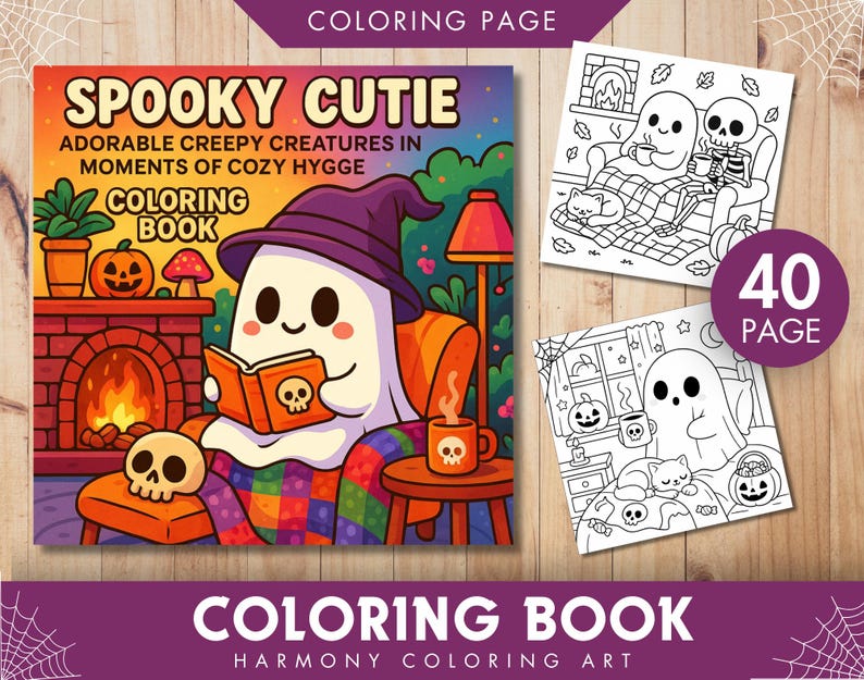 Spooky Cutie Coloring Pages - 40 Cozy and Comfy Illustrations With ...