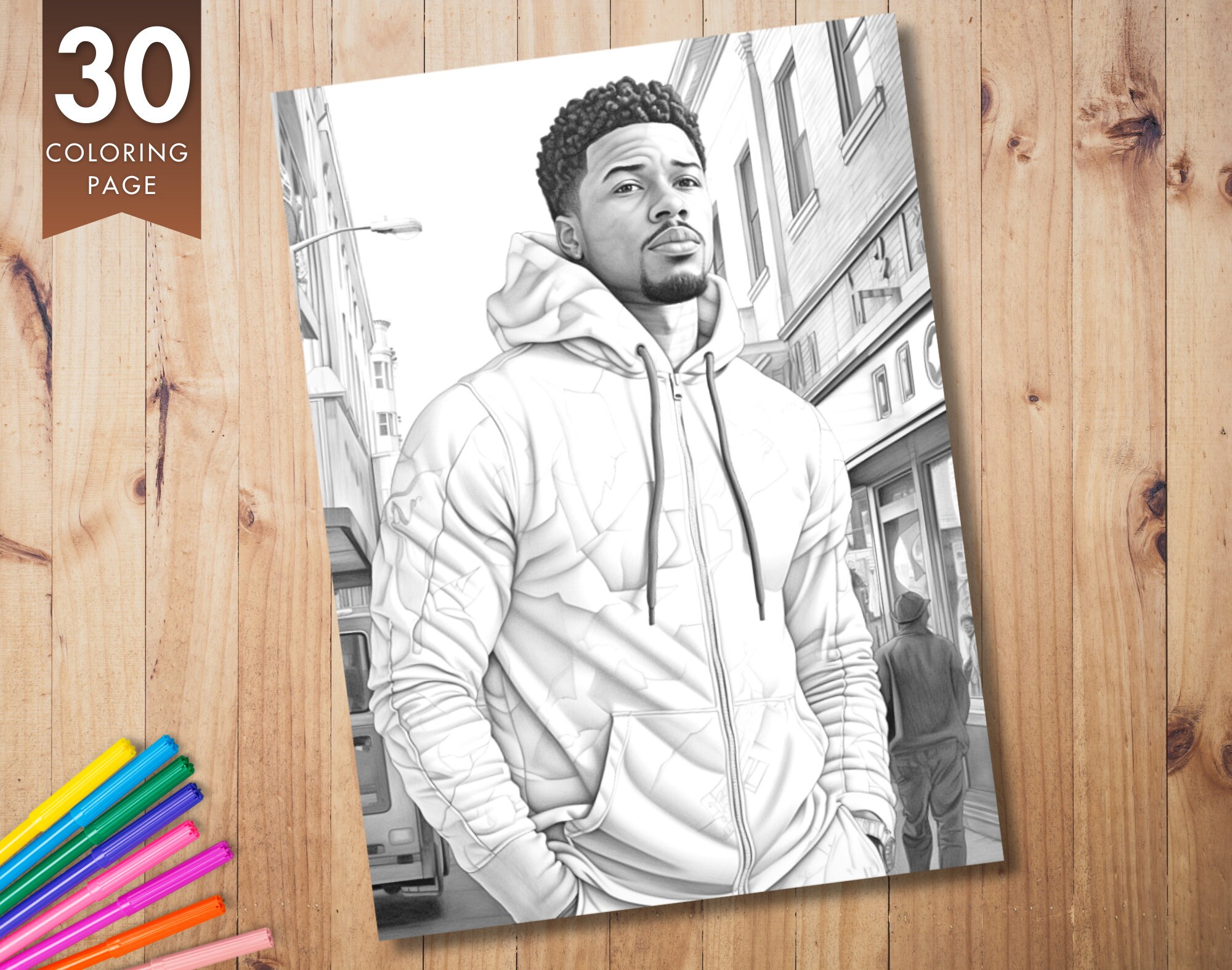 Black Handsome Men Coloring Book, Grayscale Portraits (PDF/JPEG) - Etsy