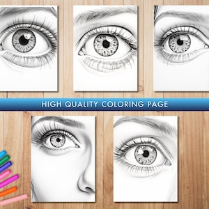 25 Realistic Eyes Digital Coloring Book, Woman Eye Printable PDF, Man ...