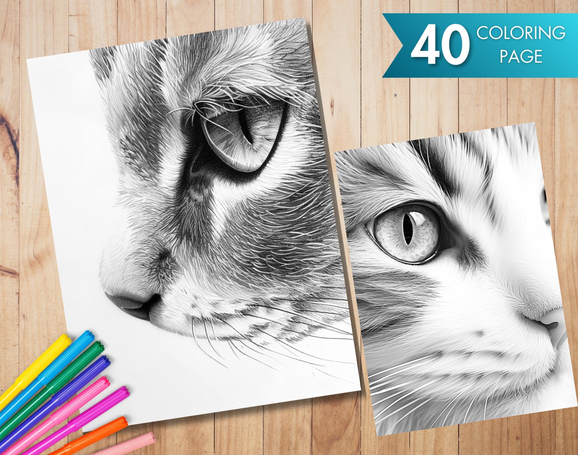 40 Enchanted Cat Eyes Coloring Book Printable Adult Pages Magic Eyes ...