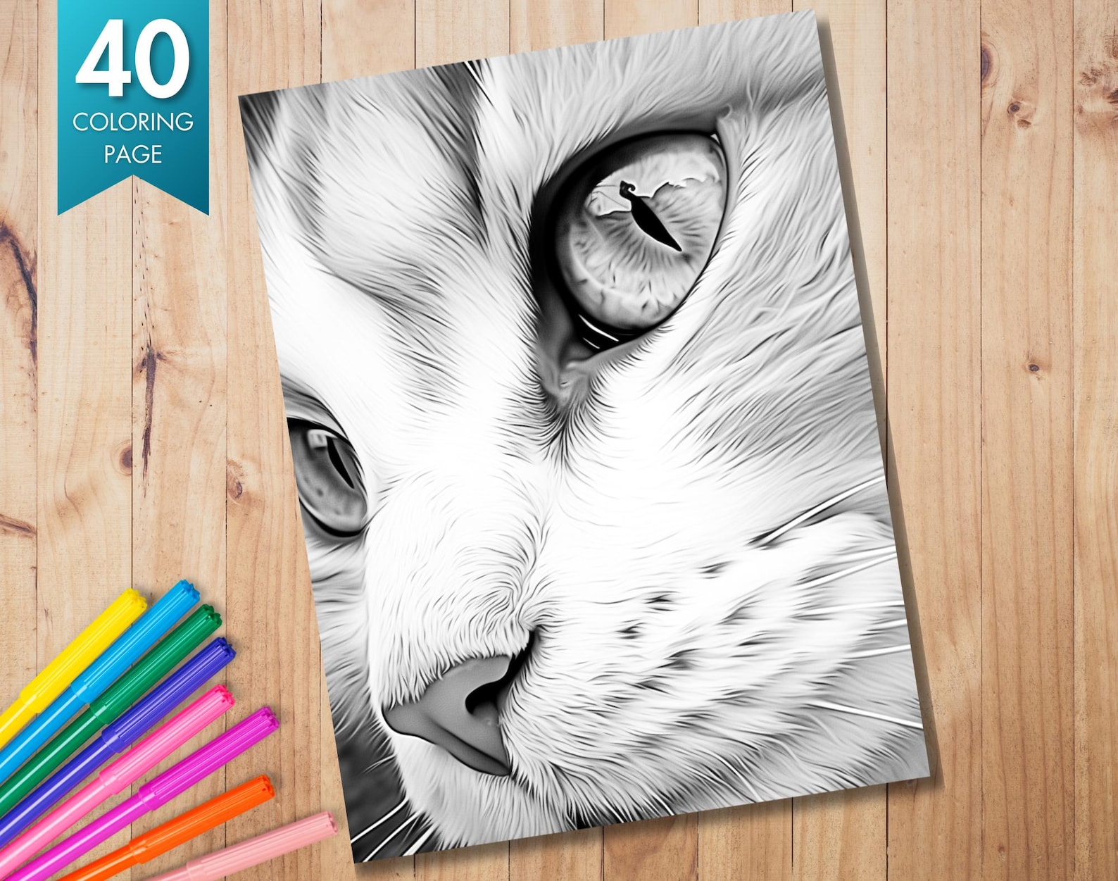 40 Enchanted Cat Eyes Coloring Book Printable Adult Pages Magic Eyes ...