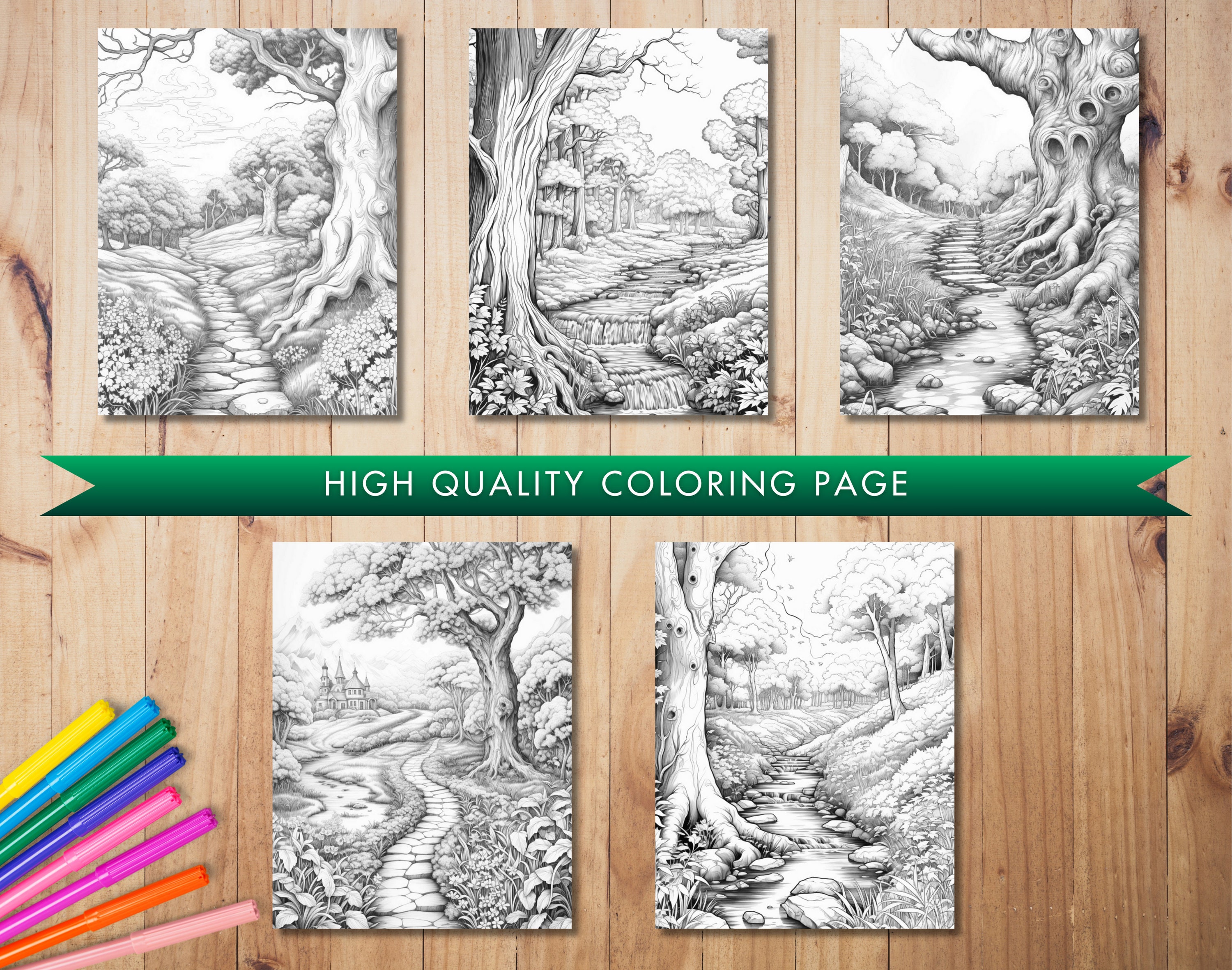 Enchanted Forest Coloring Book for Adults Printable Magical Forest ...