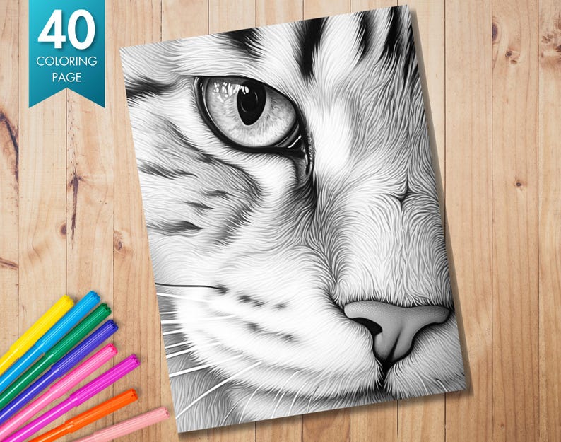 40 Enchanted Cat Eyes Coloring Book Printable Adult Pages Magic Eyes ...