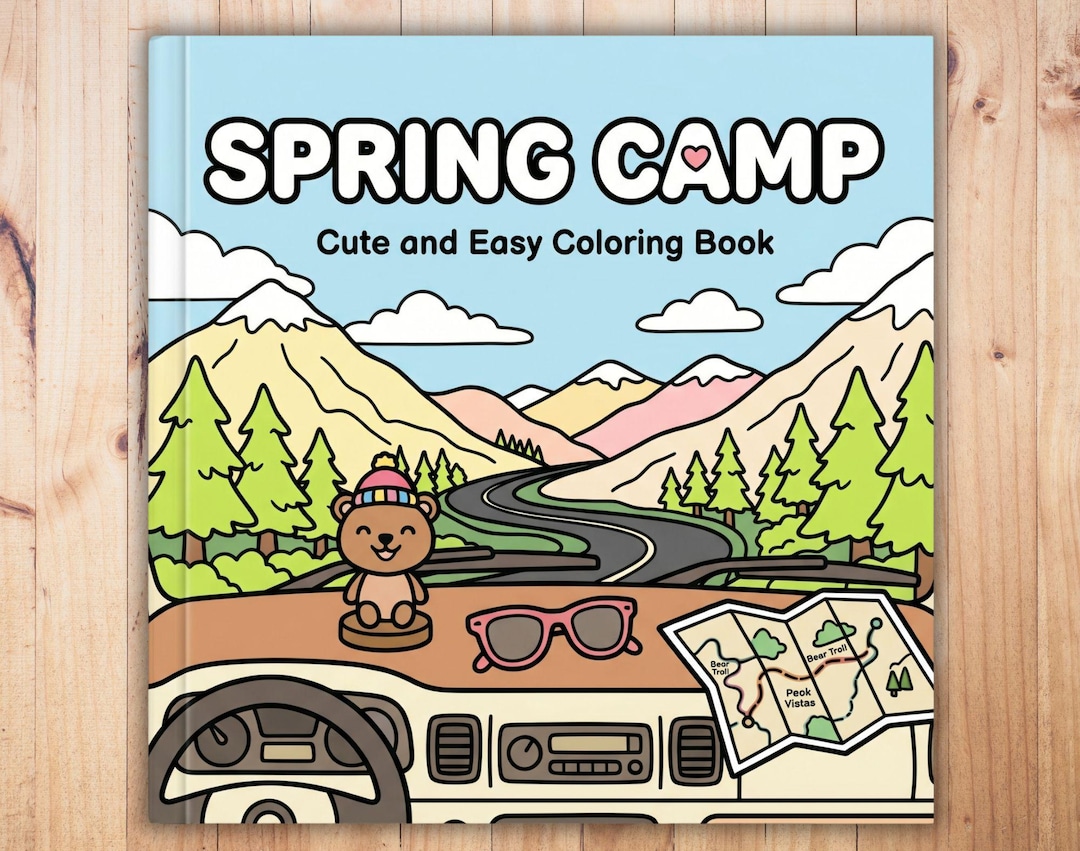 Spring Camp Coloring Book, Bold and Easy Camping Pages, Cozy Van Life ...