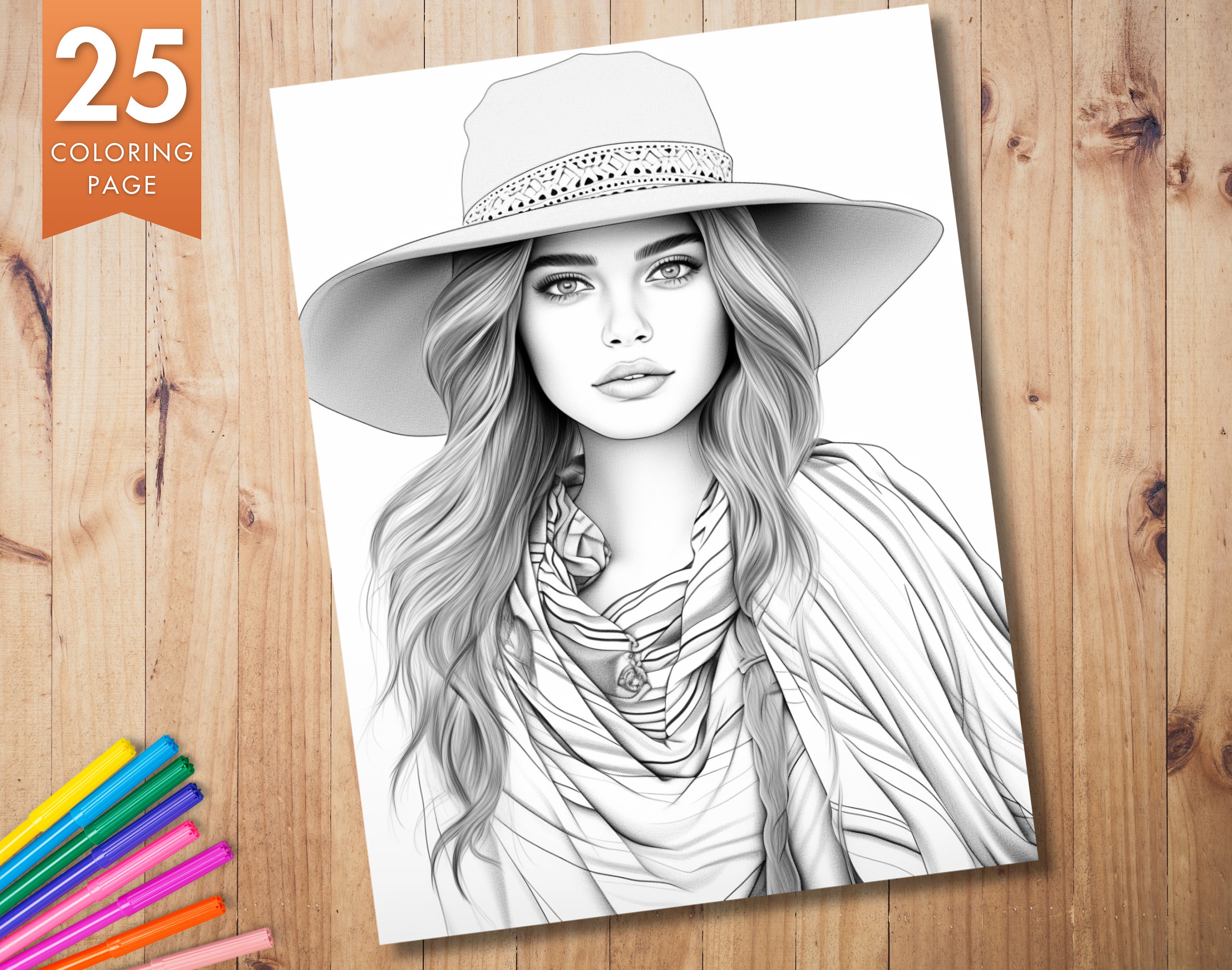 25 Bohemian Style Digital Coloring Book Fashion Girls Coloring Pages ...