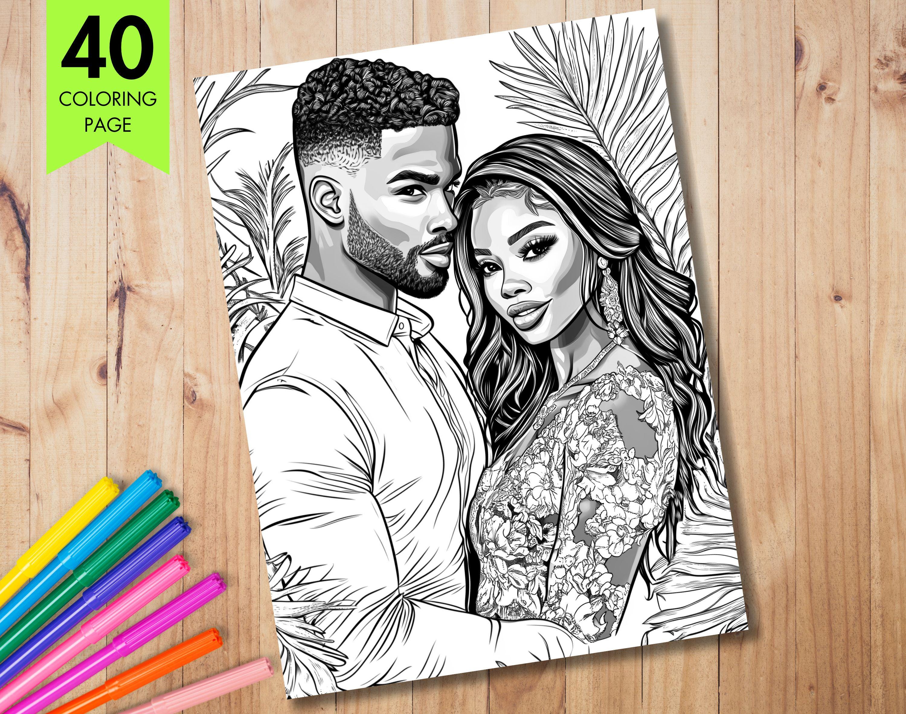 Black Love Couple Coloring Book | 40 Romantic Pages (PDF) - Etsy