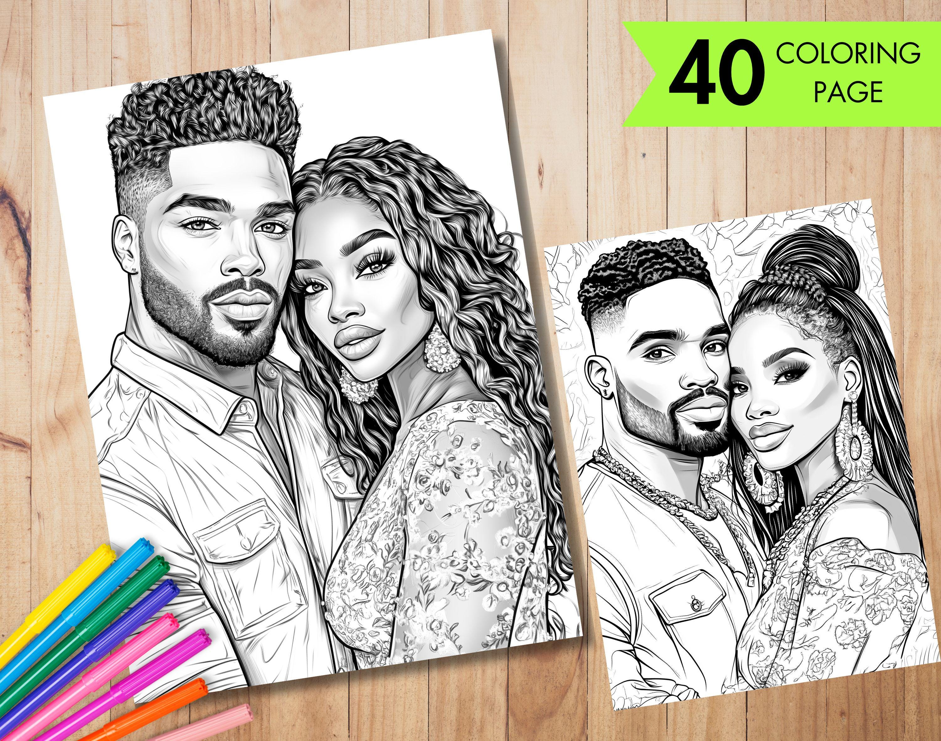Black Love Couple Coloring Book | 40 Romantic Pages (PDF) - Etsy