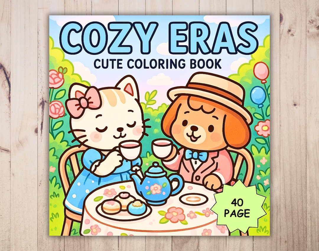 Cozy Eras Coloring Book, Cute Vintage Designs (PDF, JPEG) - Etsy