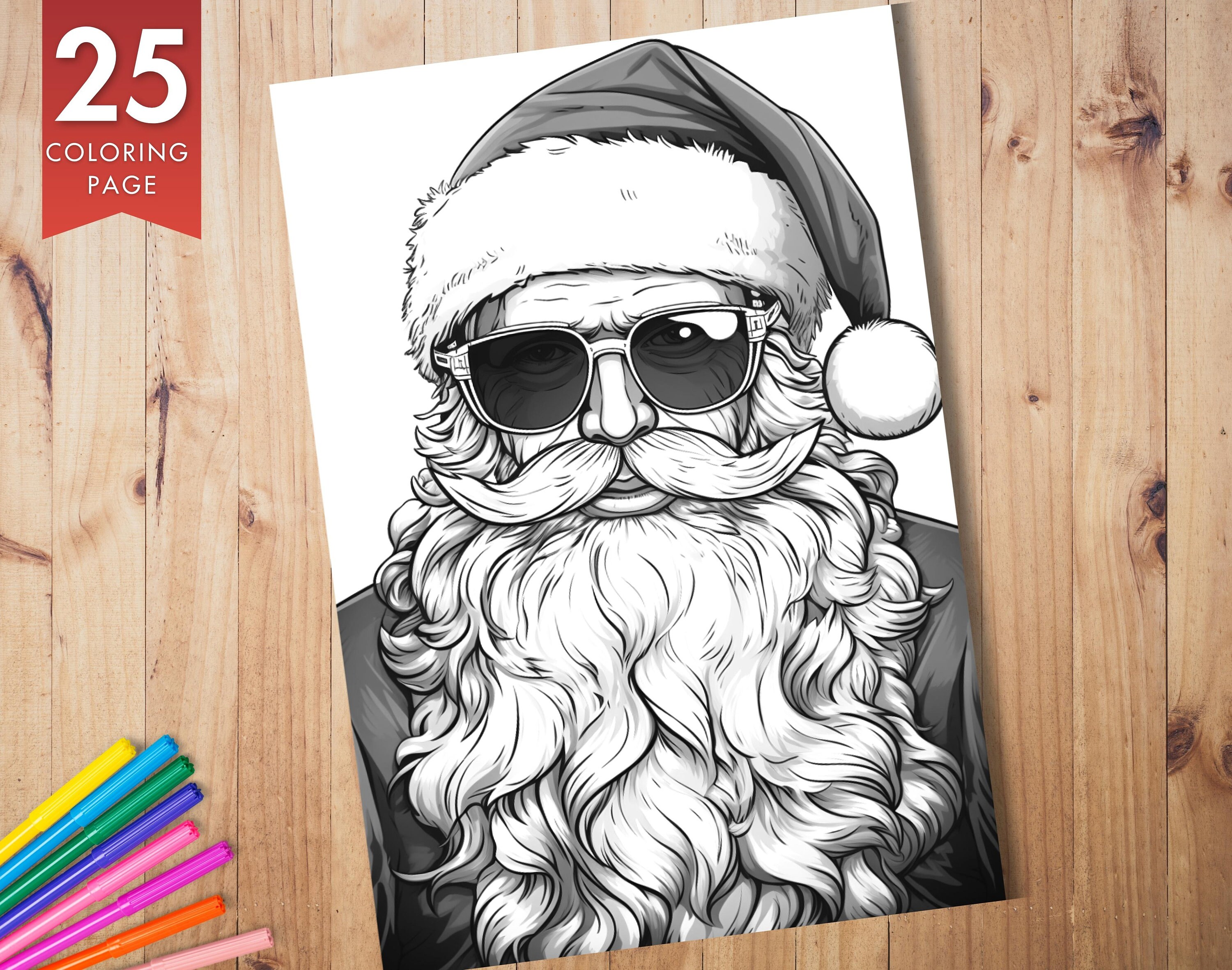 25 Cool Santa Coloring Pages, Christmas Coloring Pages, Grayscale ...