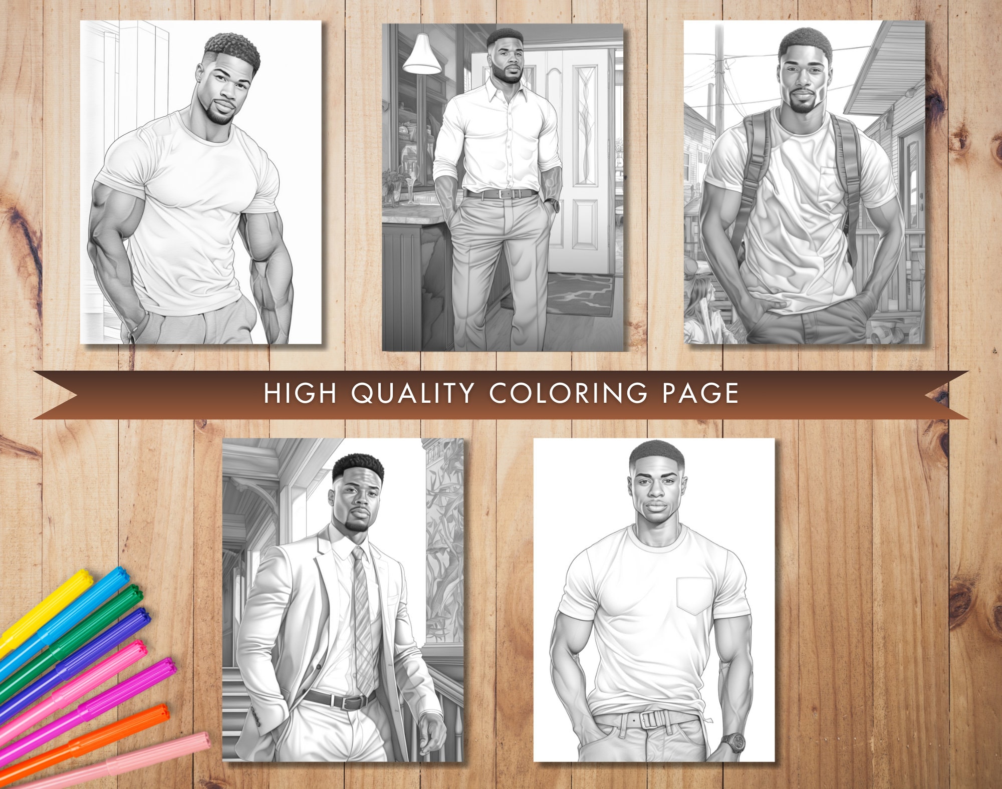 30 Black Handsome Men Coloring Pages for Adults and for Kids for Relax ...