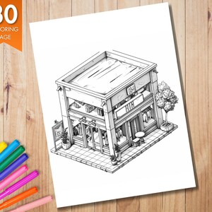 30 Isometric Storefront Coloring Printables, Cute Storefronts, Jpg ...
