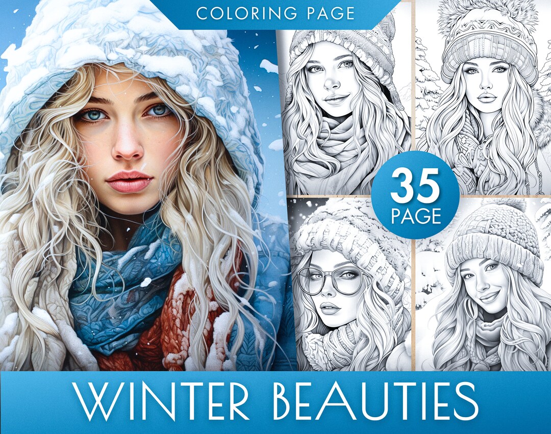 35 Winter Beauties Coloring Book, Printable Snow Woman Coloring Pages ...
