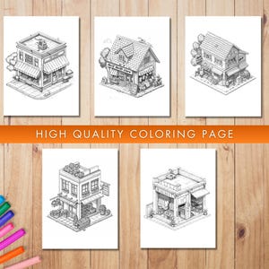30 Isometric Storefront Coloring Printables, Cute Storefronts, Jpg ...