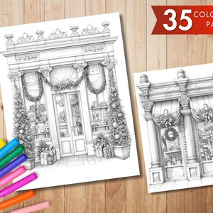 Christmas Storefront Coloring Book | 35 Winter Holiday Pages (PDF ...