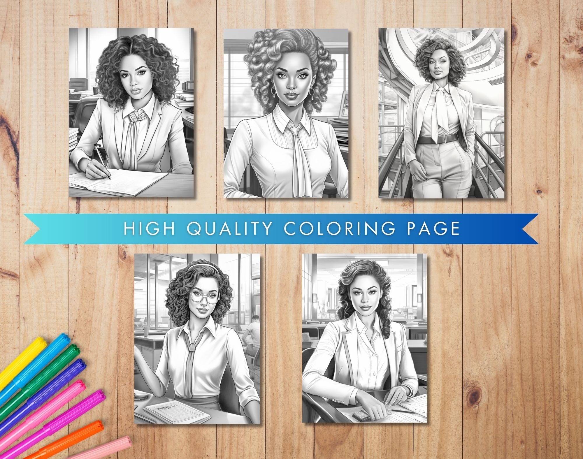 25 Women in Business Office Style Girls in Suits Coloring Book ...
