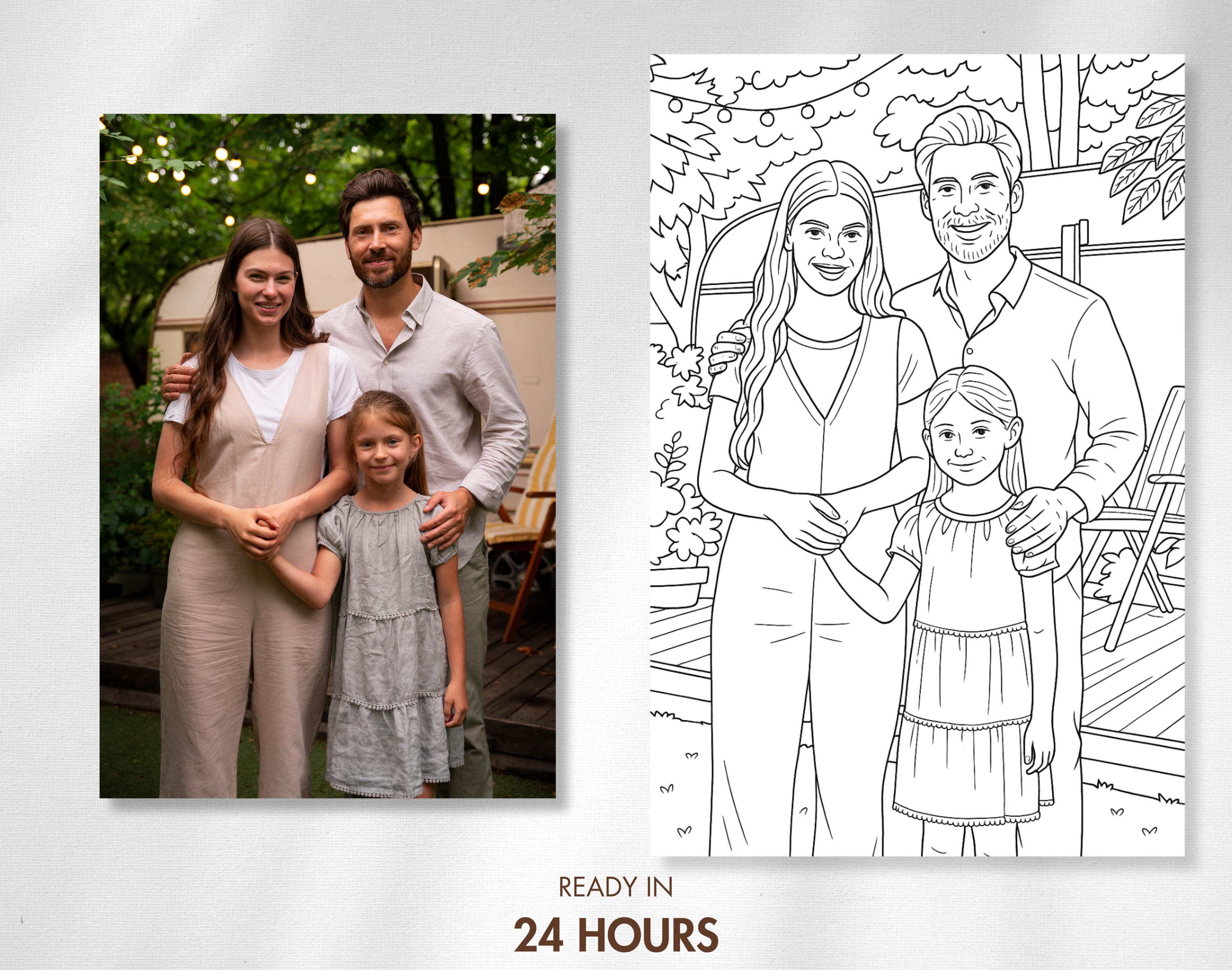 10 Custom Coloring Pages From Photo, Bundle Custom Sketch Coloring Page, Personalized Coloring ...