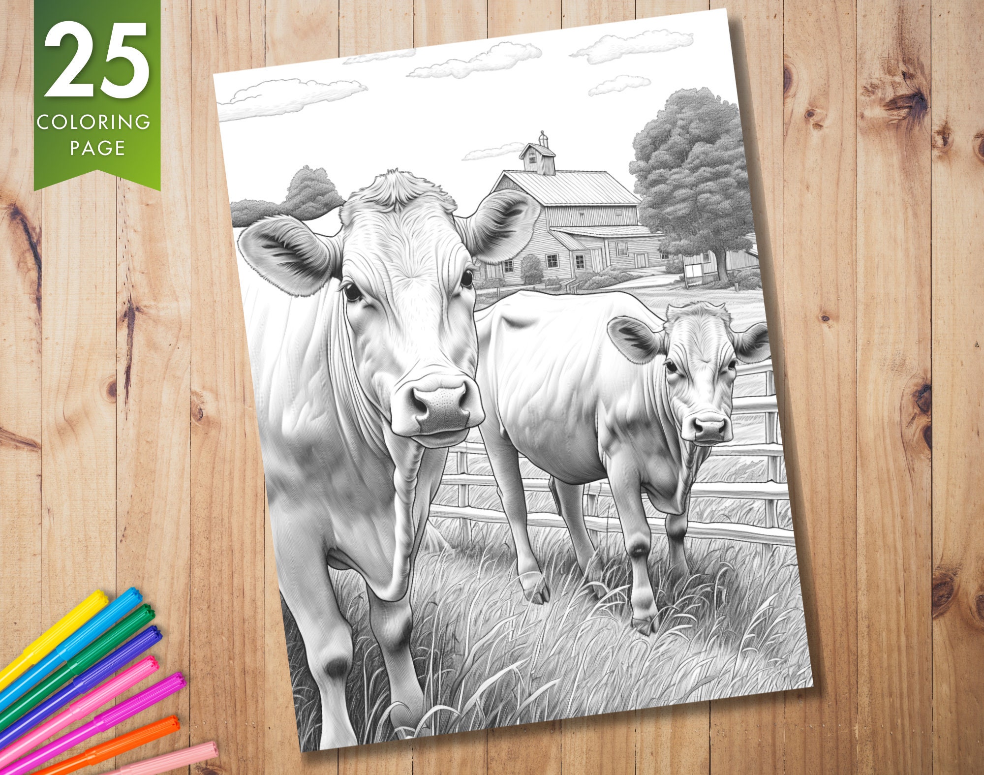 Country Farm 25 Coloring Pages, Instant Download, Grayscale Coloring ...