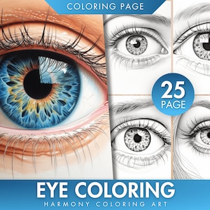 25 Realistic Eyes Digital Coloring Book, Woman Eye Printable PDF, Man ...