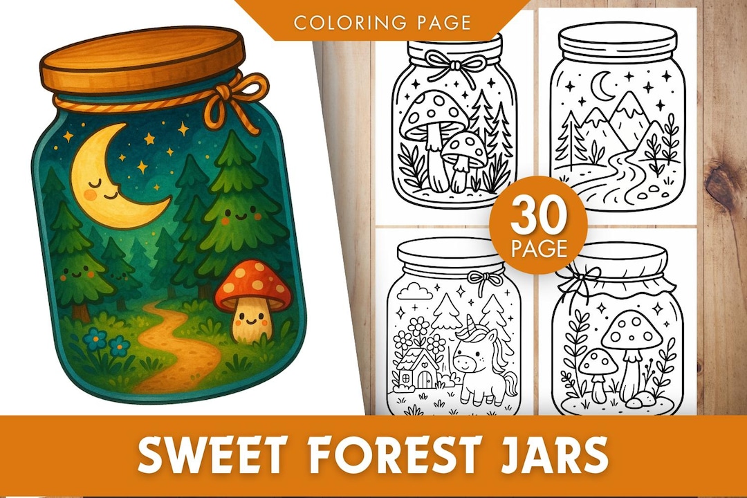 Sweet Forest Jars Coloring Book - 30 Whimsical Jar Designs With Cute ...