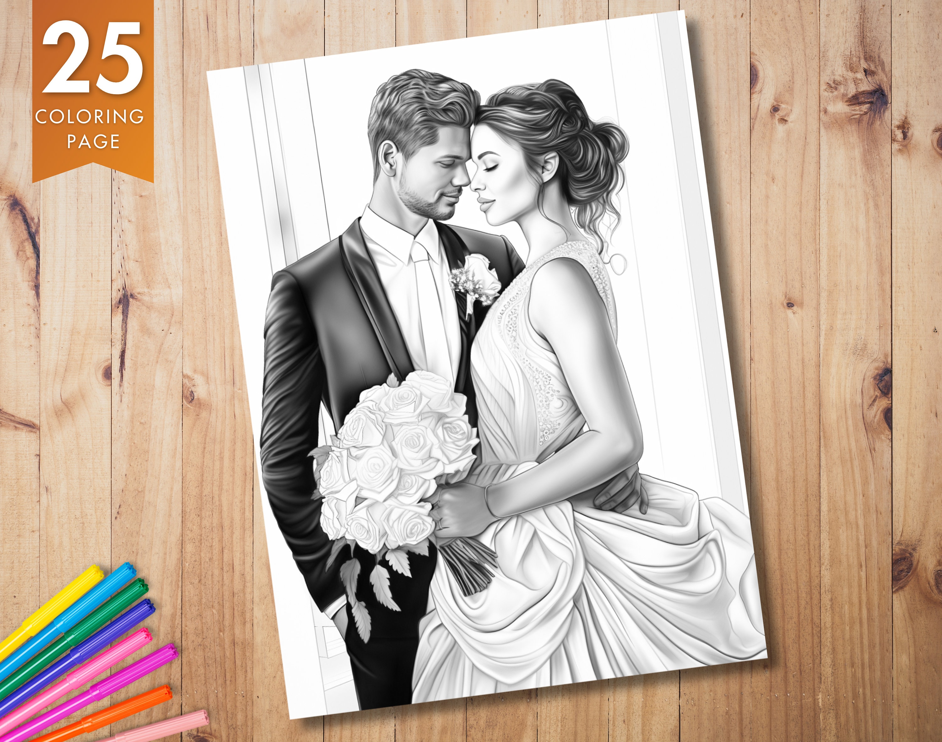 Wedding Coloring Pages Adults & Kids Wedding Couple Coloring Book ...