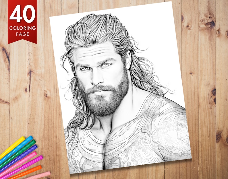 Tattoo Men Coloring Book – 40 Grayscale Illustrations (printable PDF ...