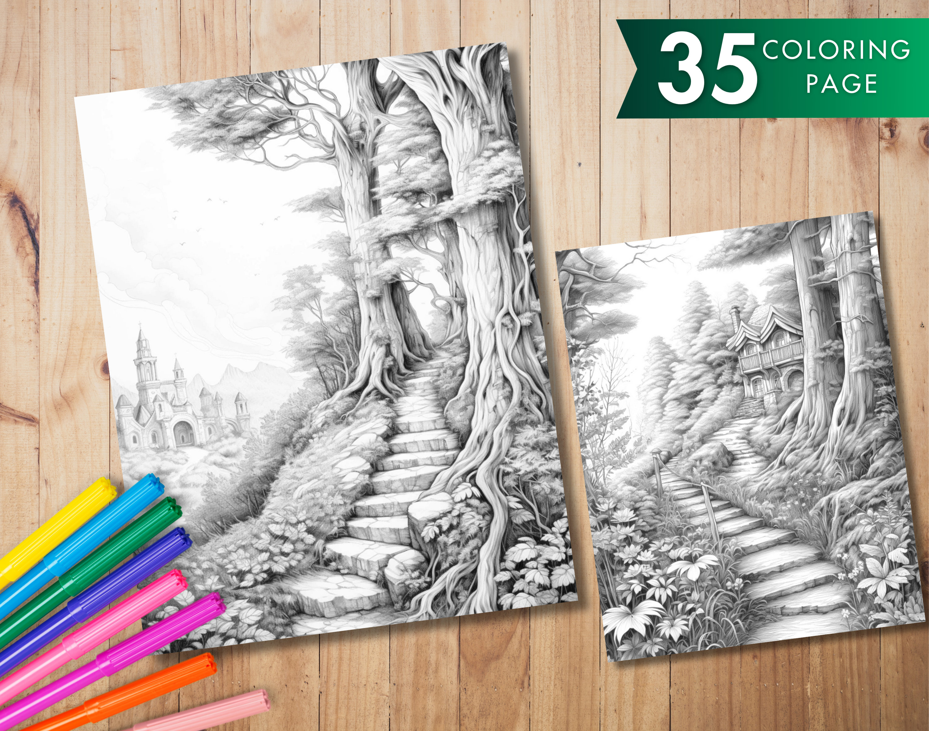 Enchanted Forest Coloring Book for Adults Printable Magical Forest ...