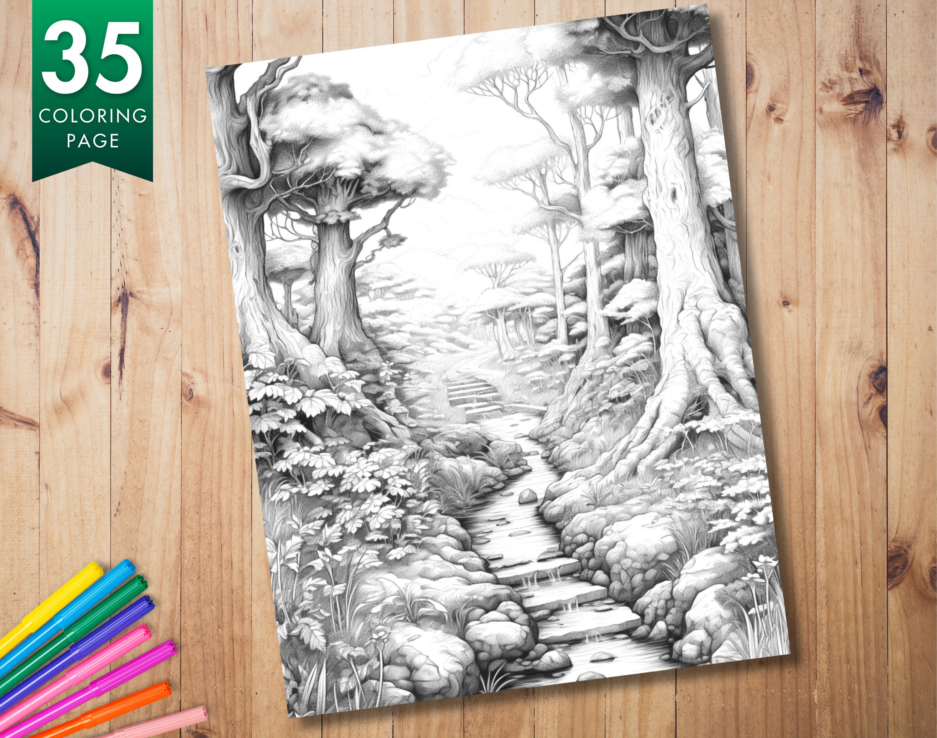 Enchanted Forest Coloring Book for Adults Printable Magical Forest ...