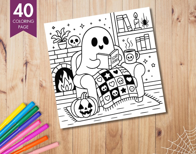 Spooky Cutie Coloring Pages - 40 Cozy and Comfy Illustrations With ...