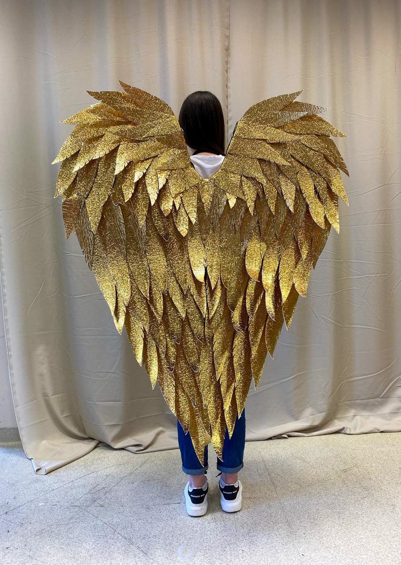 Gold Angel Wings, Large Gold Wings, Cosplay Costume Size 70 Inches/180 ...