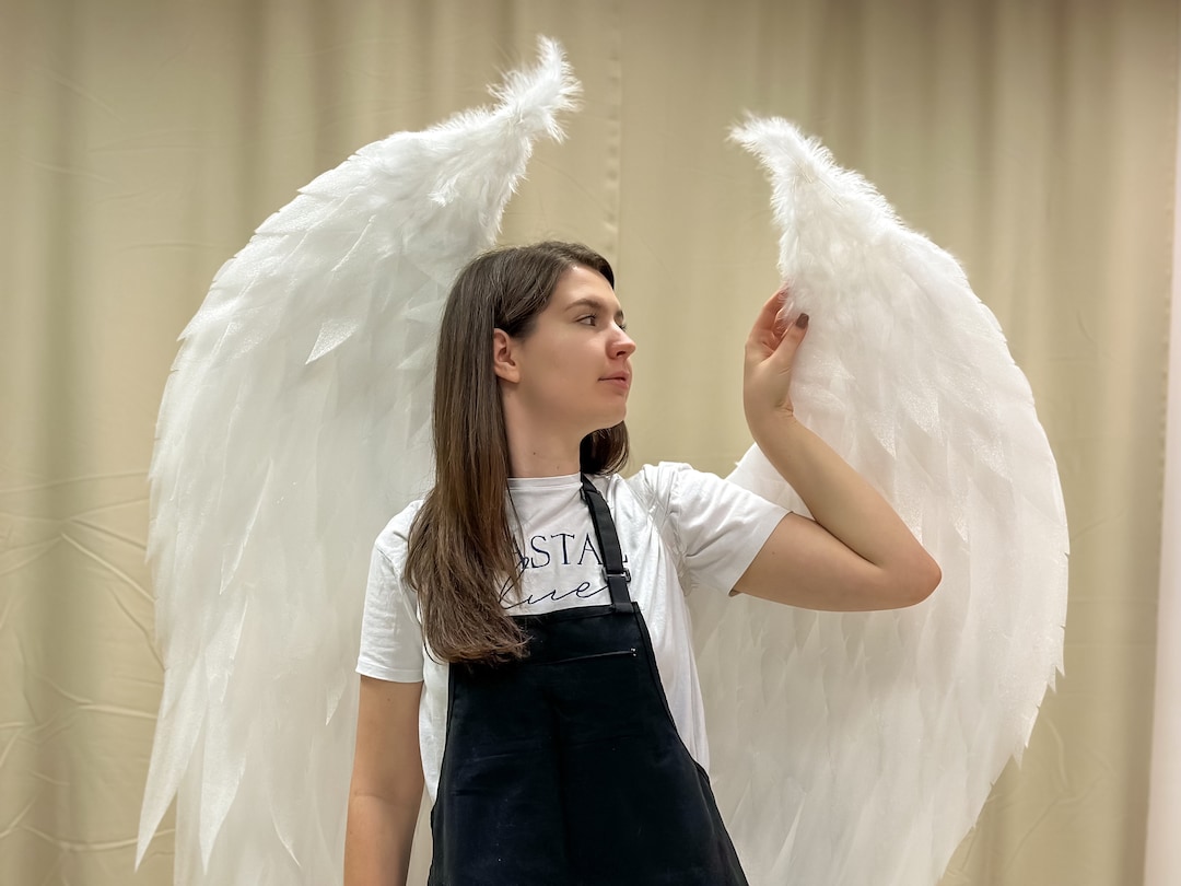 White Angel Costume Adult White Wings Set for Wedding or Costume Party ...