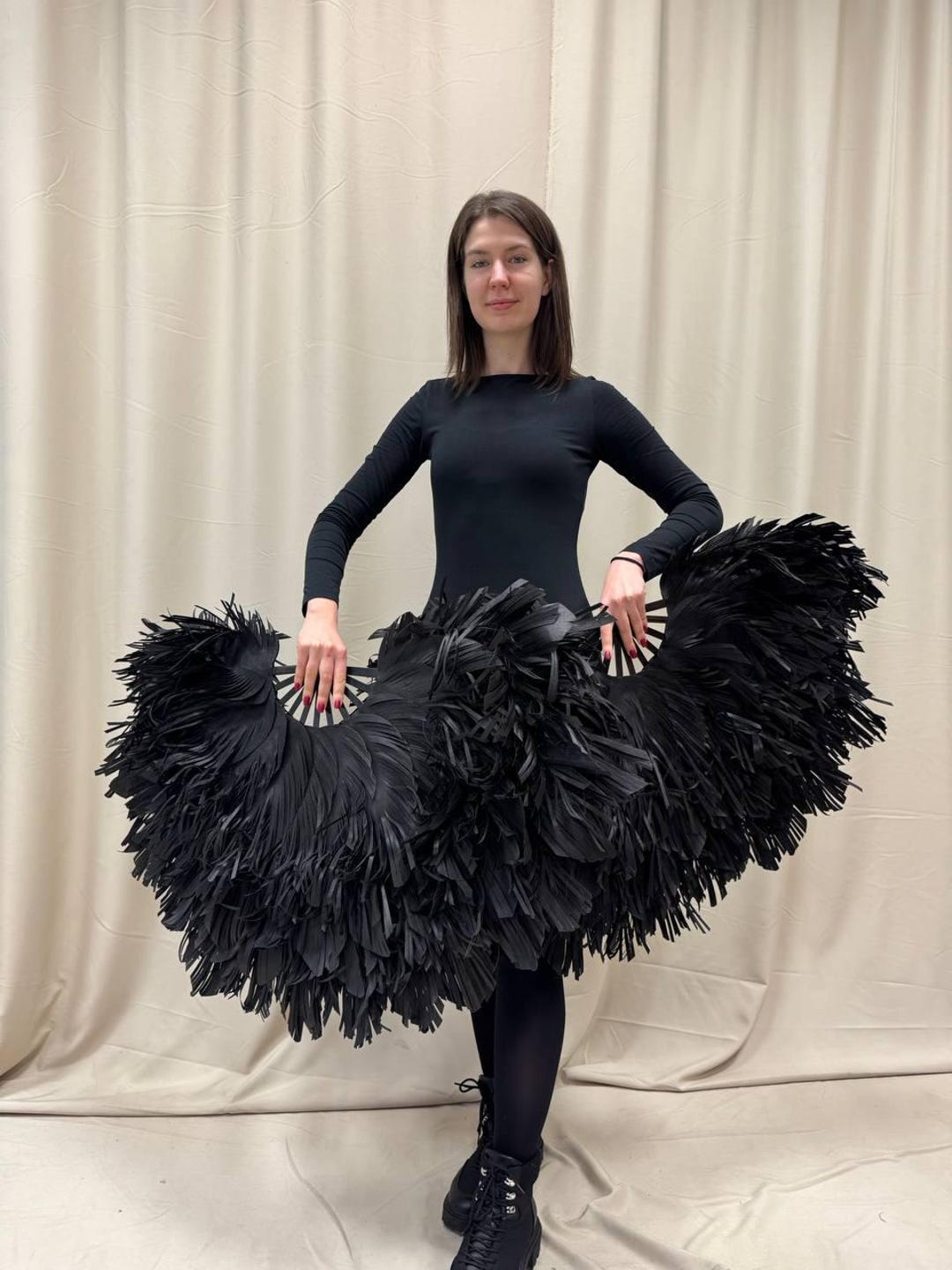 Black Hand Fan, Fluffy Black Fan, Accessory for Dancing, Fan, Accessory ...
